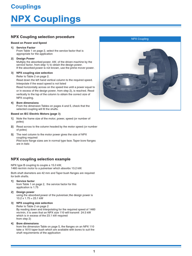 NPX Couplings: NPX Coupling Selection Procedure | PDF | Engines | Pump