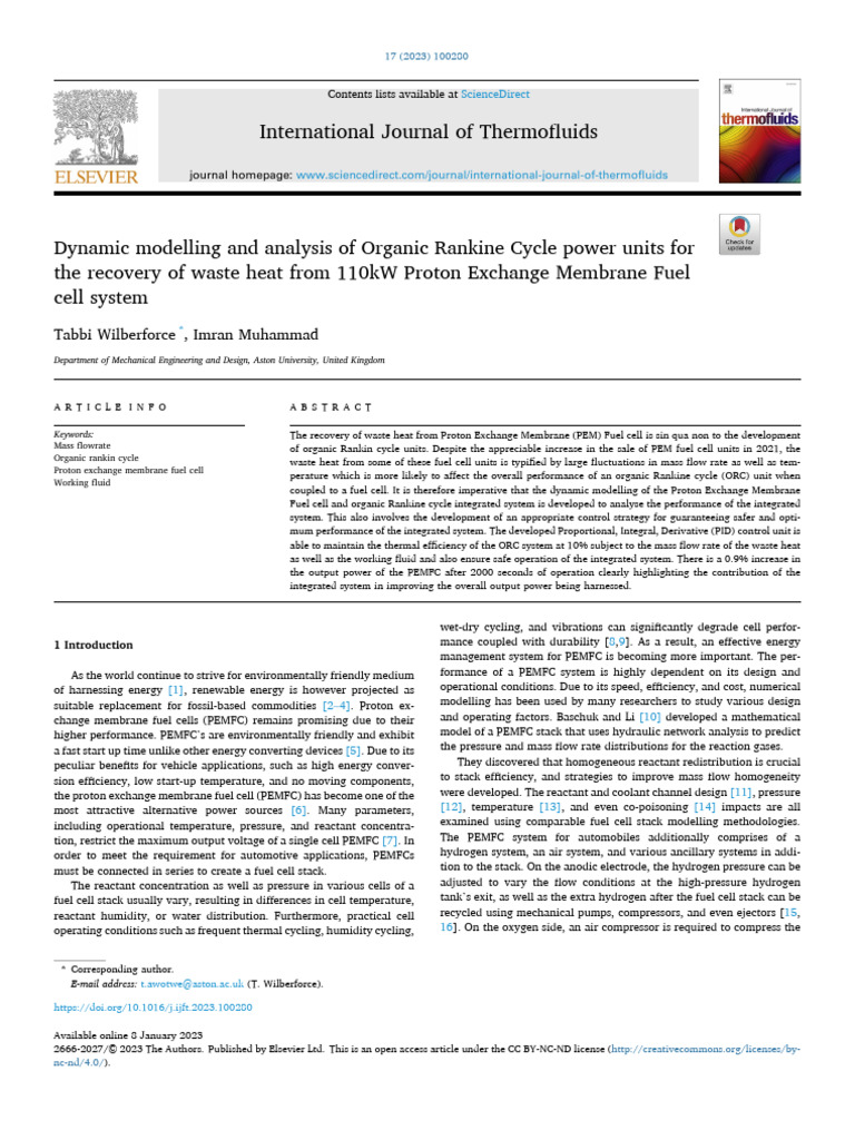 Dynamic modelling and analysis of Organic Rankine Cycle power units for ...