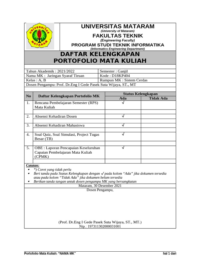 Portofolio Mata Kuliah JST 2021/2022 | PDF | Seni