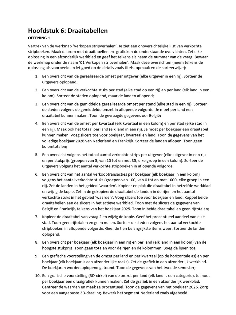 Oefening Draaitabellen | PDF