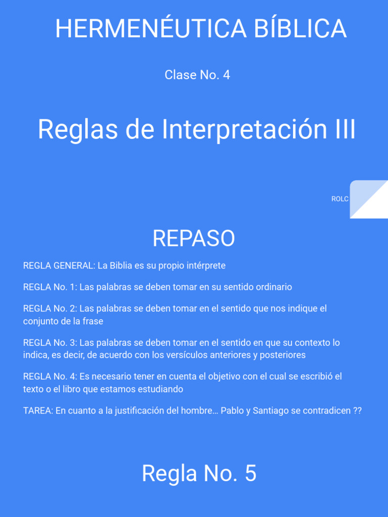 HERMENEUTICA Clase 4 a mi audiencia_ Reglas de Interpretación bíblica III | PDF | Hermenéutica ...