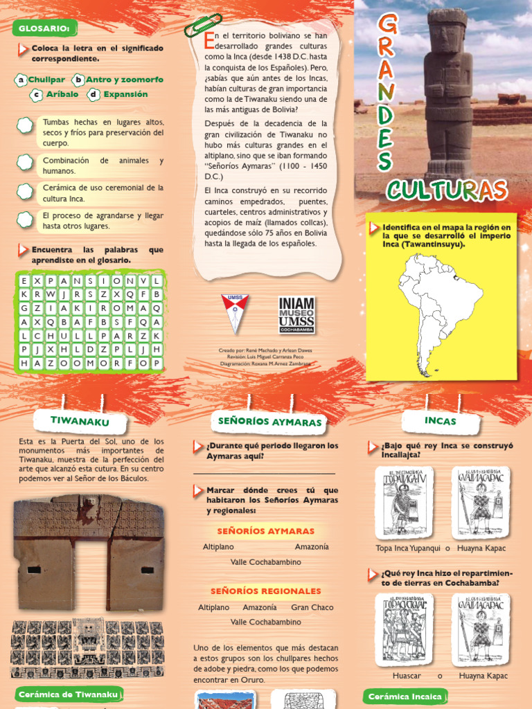 04 INIAM TRIPTICOS Grandes Culturas | PDF | Imperio Inca | Bolivia