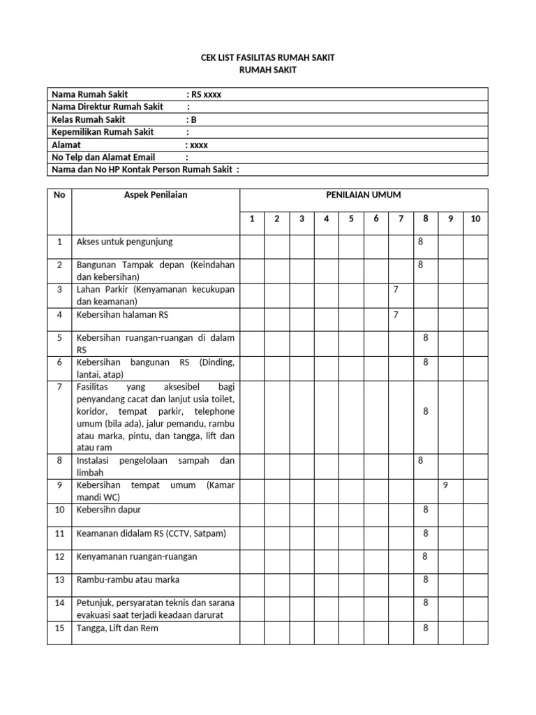 Cek List Sarpras MFK 1.1 | PDF