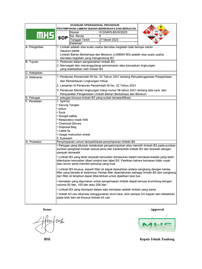 Sop Limbah B3 | PDF | Griya & Taman