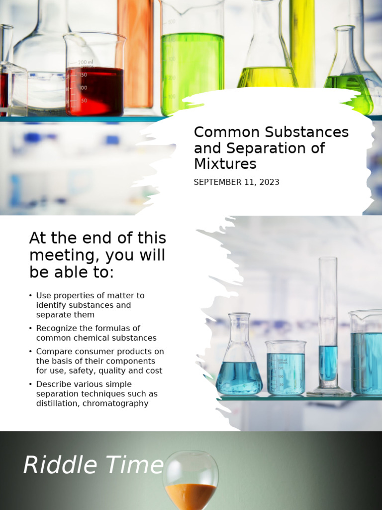 Common Substances and Separation of Mixtures | PDF | Filtration | Mixture