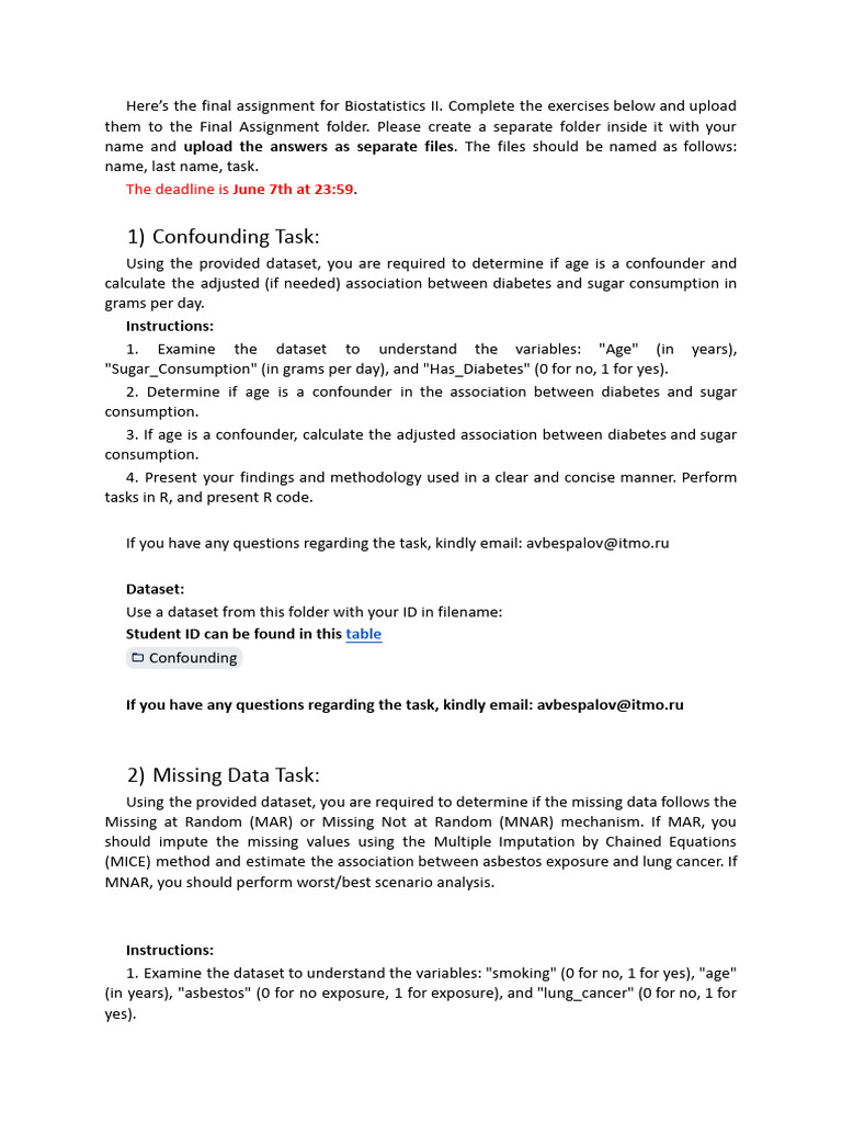 Biostatistics II. Final Assignment | PDF | Regression Analysis | Applied Statistics