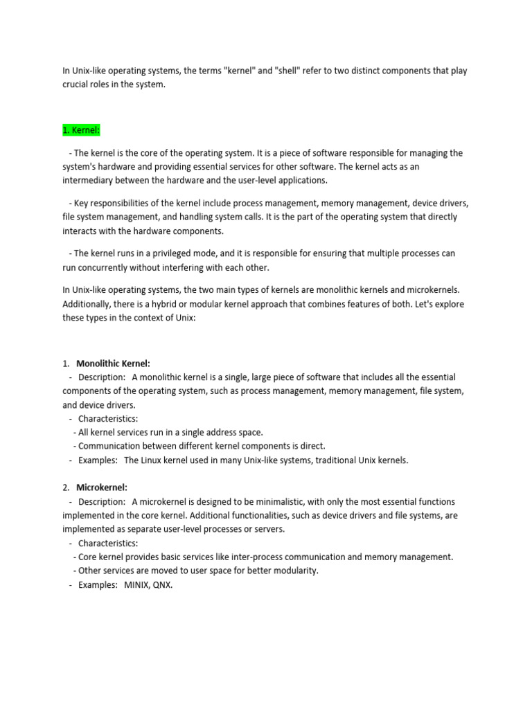 Unit 01 | PDF | Kernel (Operating System) | Shell (Computing)