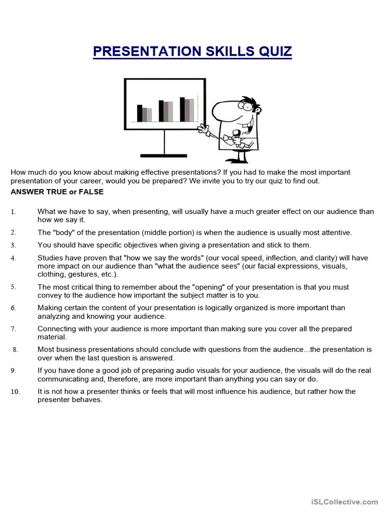 Presentation Skills Quiz | PDF | Gesture | Cognition