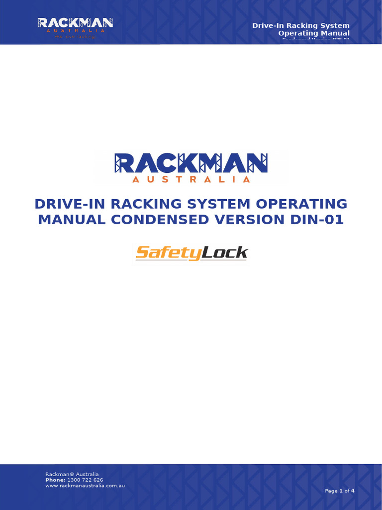 Drive-In Racking System Operating Manual Ver DIN-01 | PDF | Supply ...