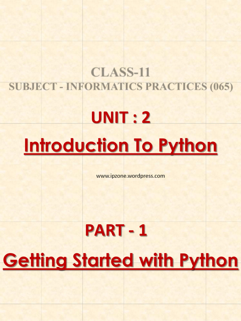 11th IP Unit-2 Introduction to Python | PDF | Variable (Computer ... 11th IP Unit-2 Introduction to Python | PDF | Variable (Computer ...