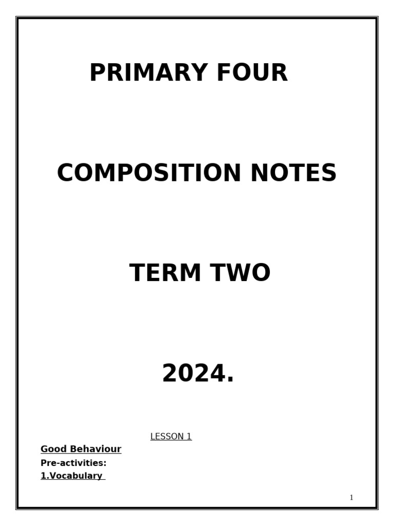 P.4 Composition Notes Term 2,2024 | PDF | Meteorology | Weather