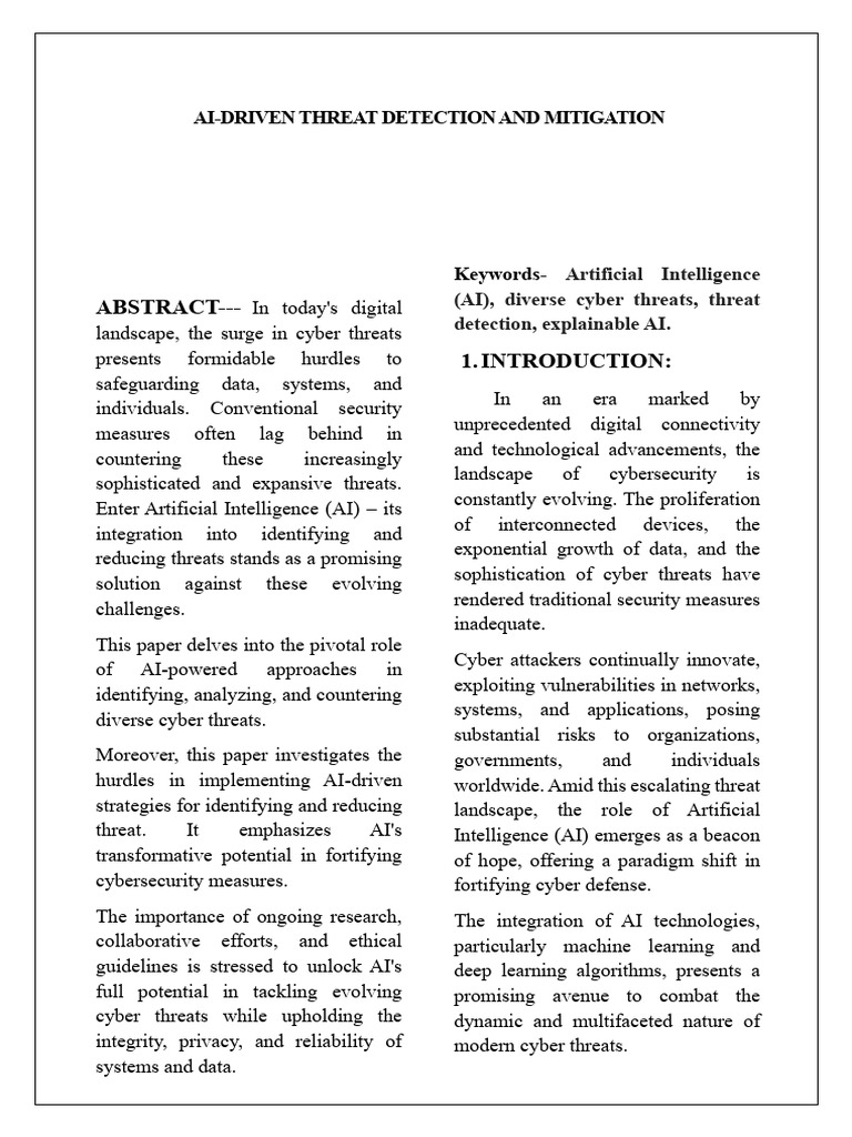AI - Threat Detection and Mitigation-1 | PDF | Artificial Intelligence | Intelligence (AI ...