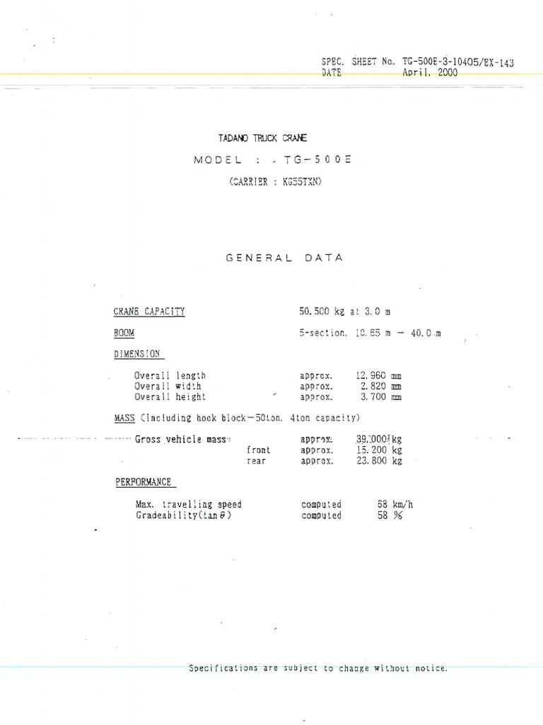 TG500E Spec MT en | PDF