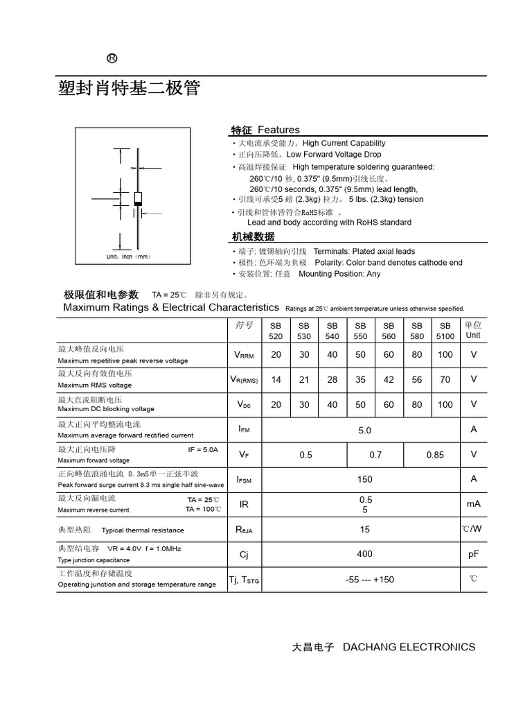 SB520 | PDF | Rectifier | Physical Quantities