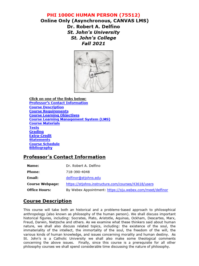 Fall 2021 Human Person Syllabus ONLINE | PDF | Soul | Thomas Aquinas