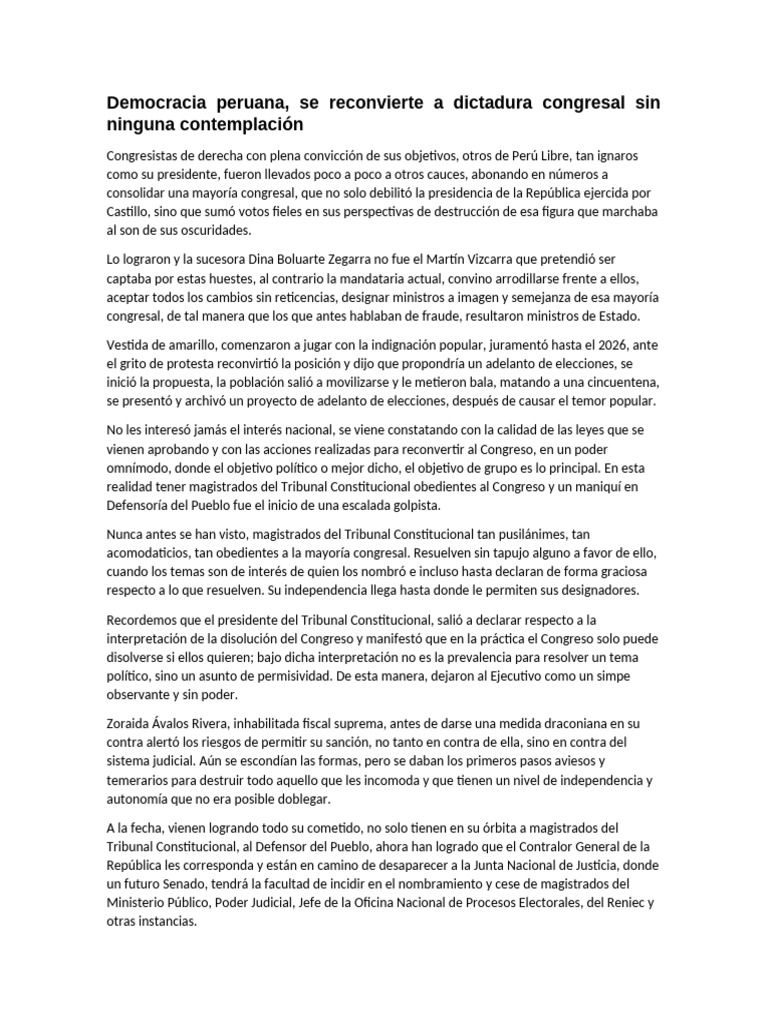 Democracia Peruana | PDF | Judicaturas | Gobierno