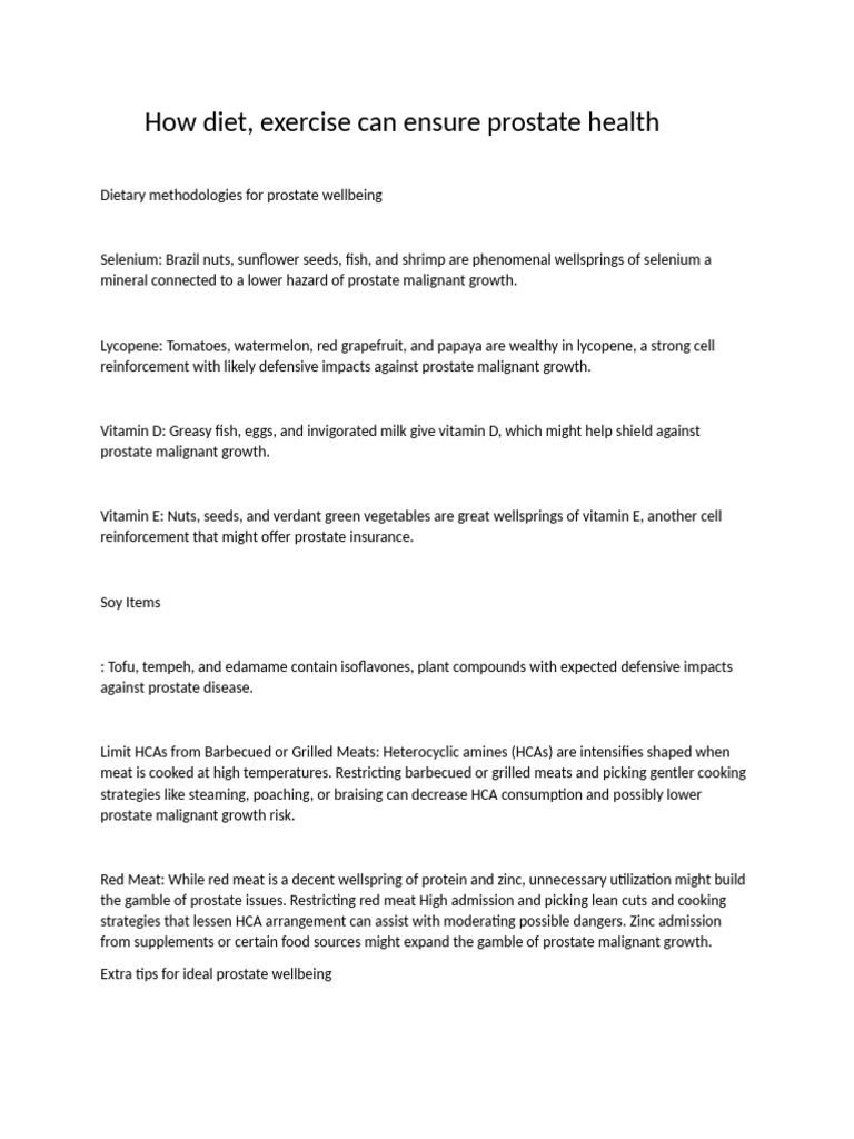 How Diet, Exercise Can Ensure Prostate Health | PDF | Meat | Foods