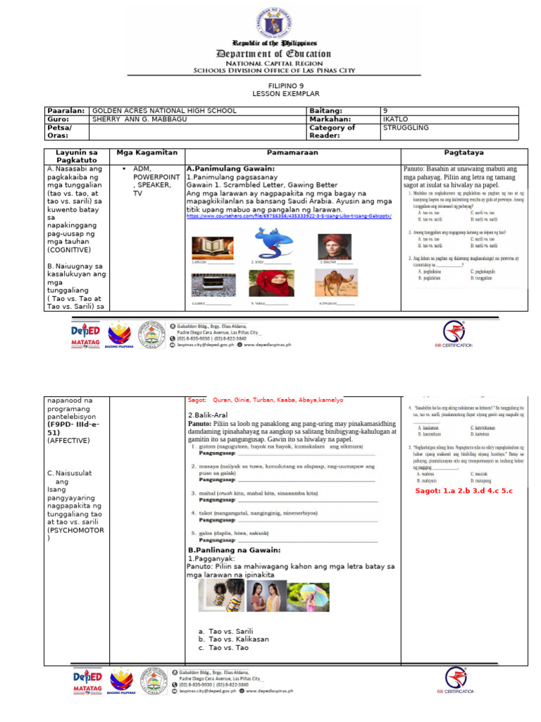 Filipino 9 Lesson Exemplar | PDF