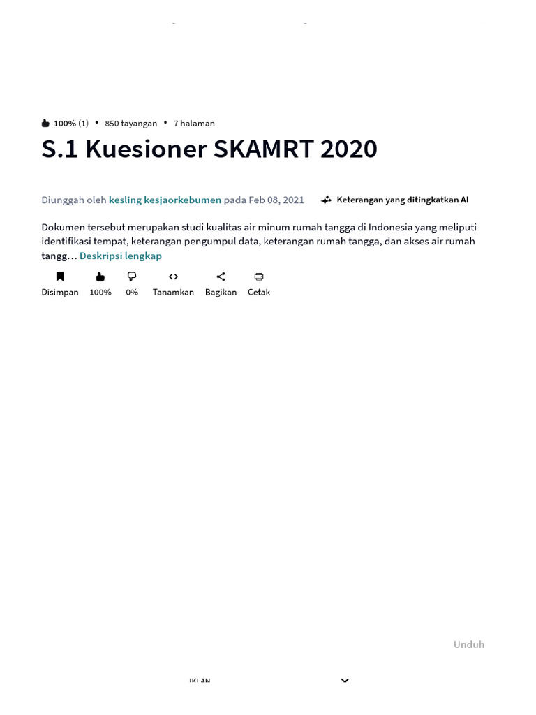S.1 Kuesioner SKAMRT 2020 - PDF | PDF