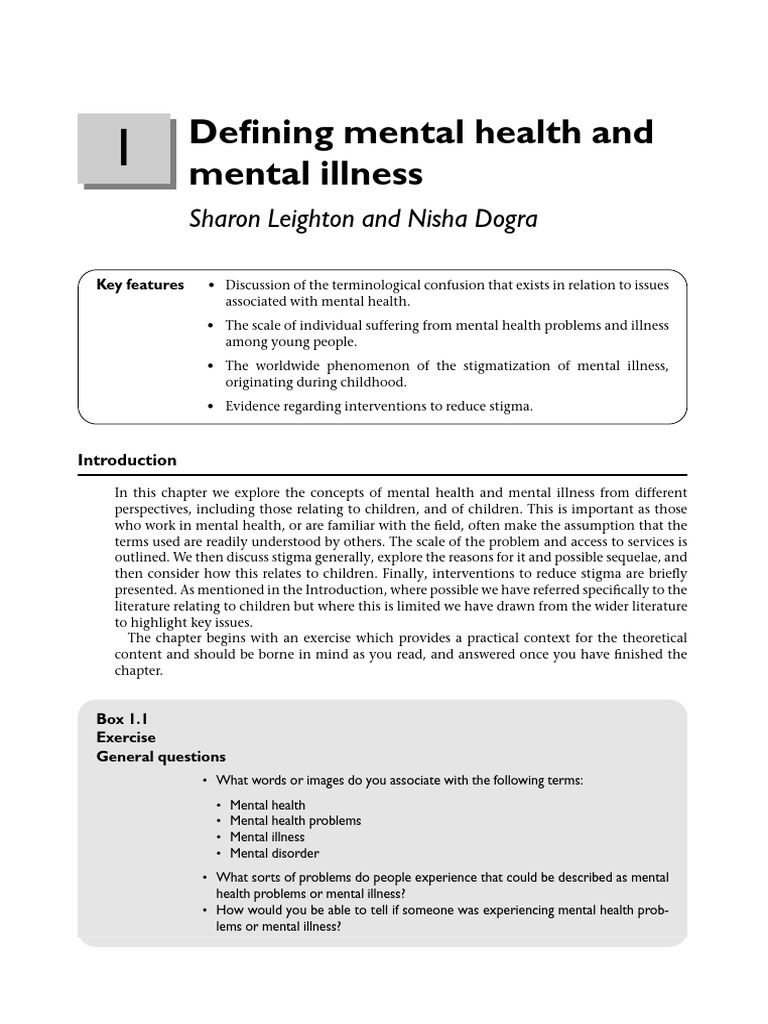 Defining Mental Health and Mental Illness | PDF | Mental Disorder ...