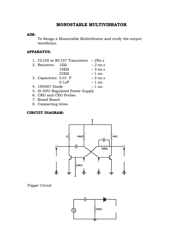Monostable Multivibrator | PDF | Electromagnetism | Computer Engineering
