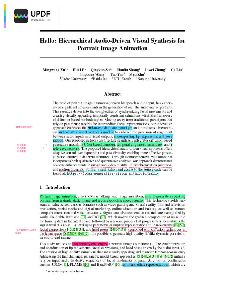 2406.08801v2hallo - Hierarchical Audio-Driven Visual Synthesis For Portrait Image Animation ...