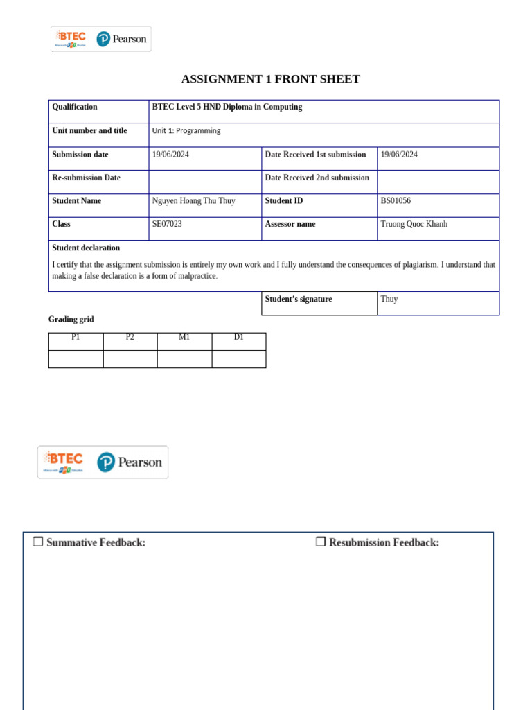 Unit 1 - Assignment 1 Frontsheet | PDF | Software Testing | Computer ... Unit 1 - Assignment 1 Frontsheet | PDF | Software Testing | Computer ...