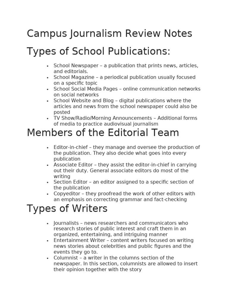 Types of School Publications Explained | PDF | Newspapers | News