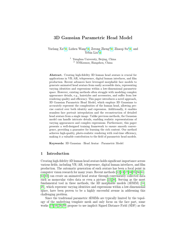 2407.15070v13D Gaussian Parametric Head Model | PDF | 3 D Computer Graphics | Rendering ...