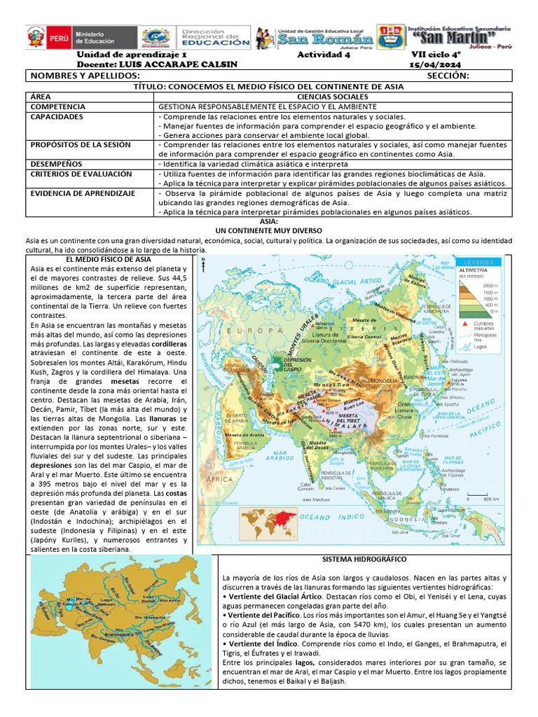 Unidad de Aprendizaje 1 Actividad 4 VII Ciclo 4 | PDF | Asia | Agricultura