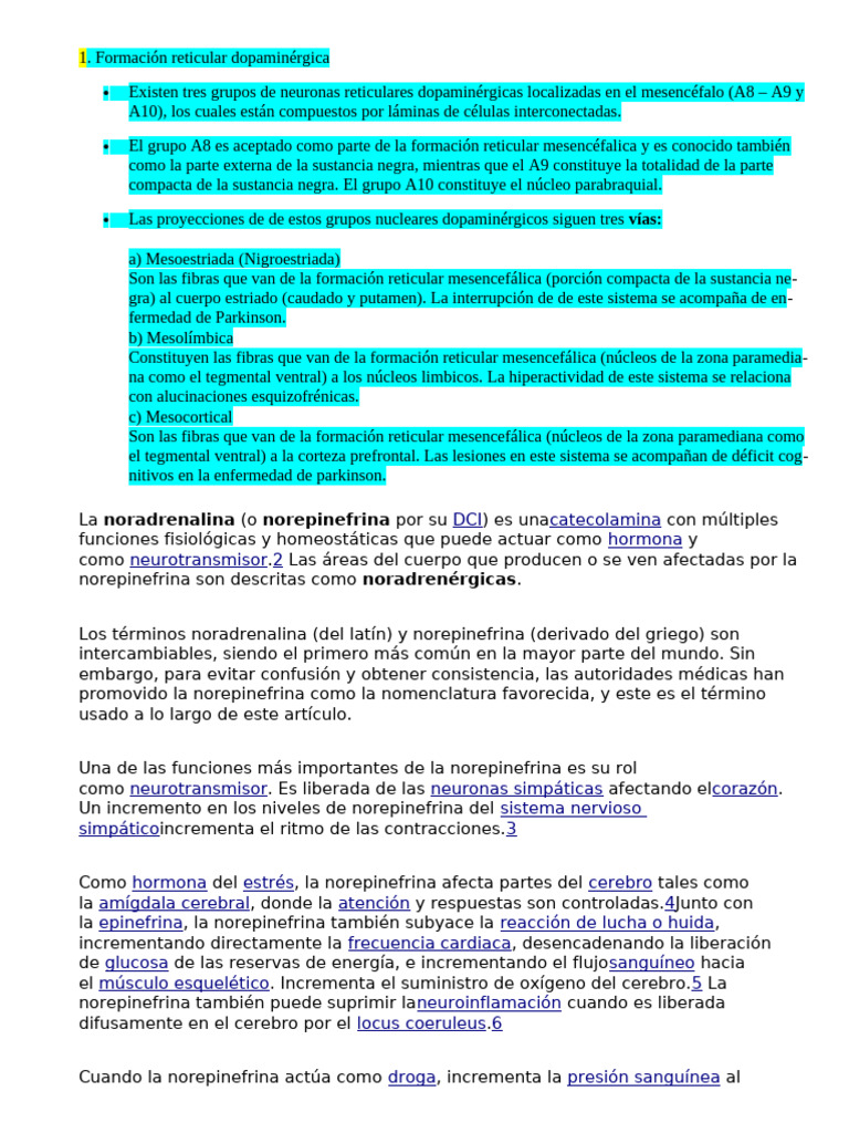 Noradrenalina | PDF | Norepinefrina | Neurofisiología