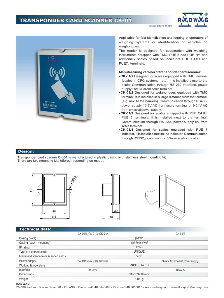 Folder Transponder | PDF | Power Supply | Image Scanner