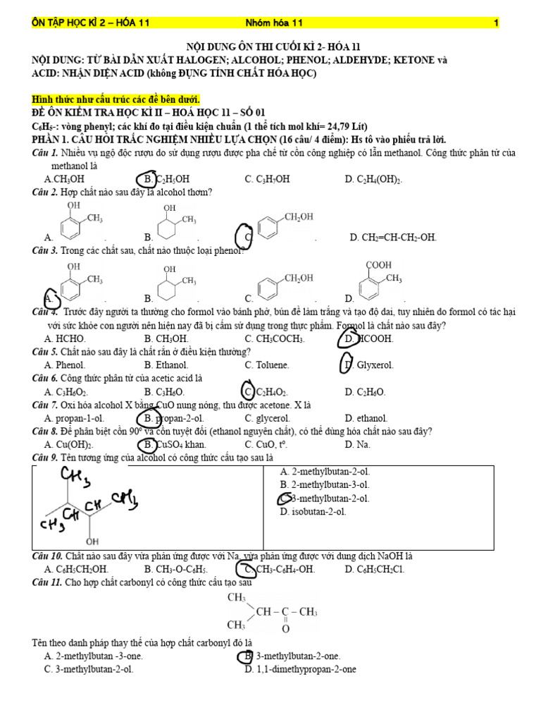 1.2 de On Cuoi Ki 2 Hoa 11 Final | PDF