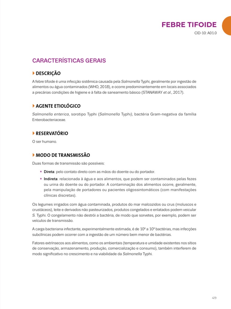FEBRE TIFOIDE - Guia de Vigilância em Saúde - 6 Edição - 2024 | PDF ...