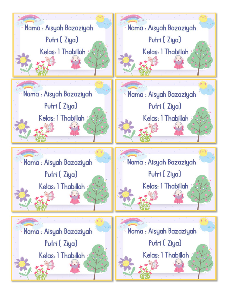 Label Nama Pelajaran | PDF
