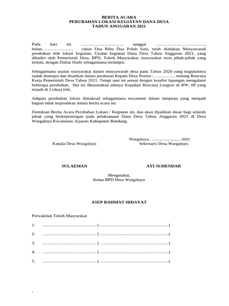 Ba Perubahan Lokasi Kegiatan | PDF