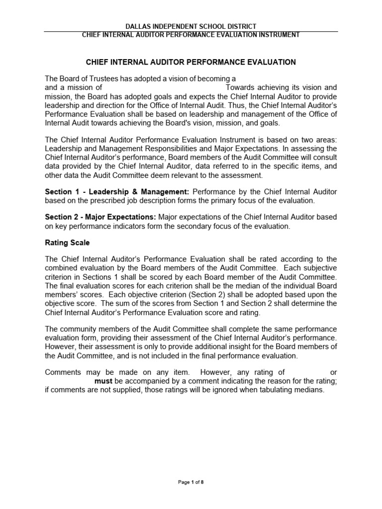 Chief Internal Auditor Performance Evaluation | PDF | Internal Audit | Audit
