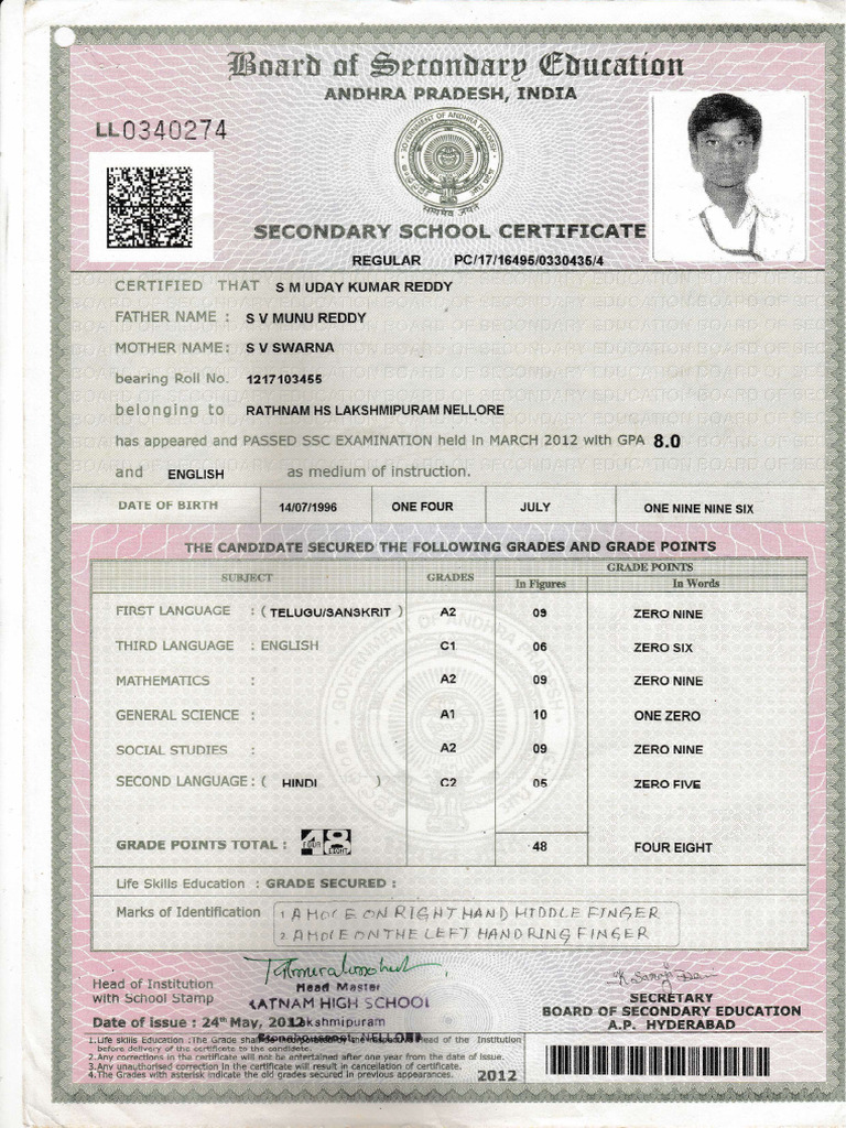 10th Marks List | PDF