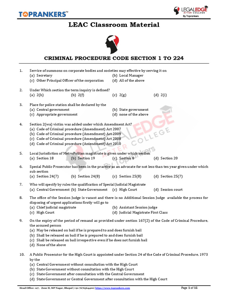 CRPC Section 1 To 2245903085 | PDF | Criminal Procedure In South Africa ...