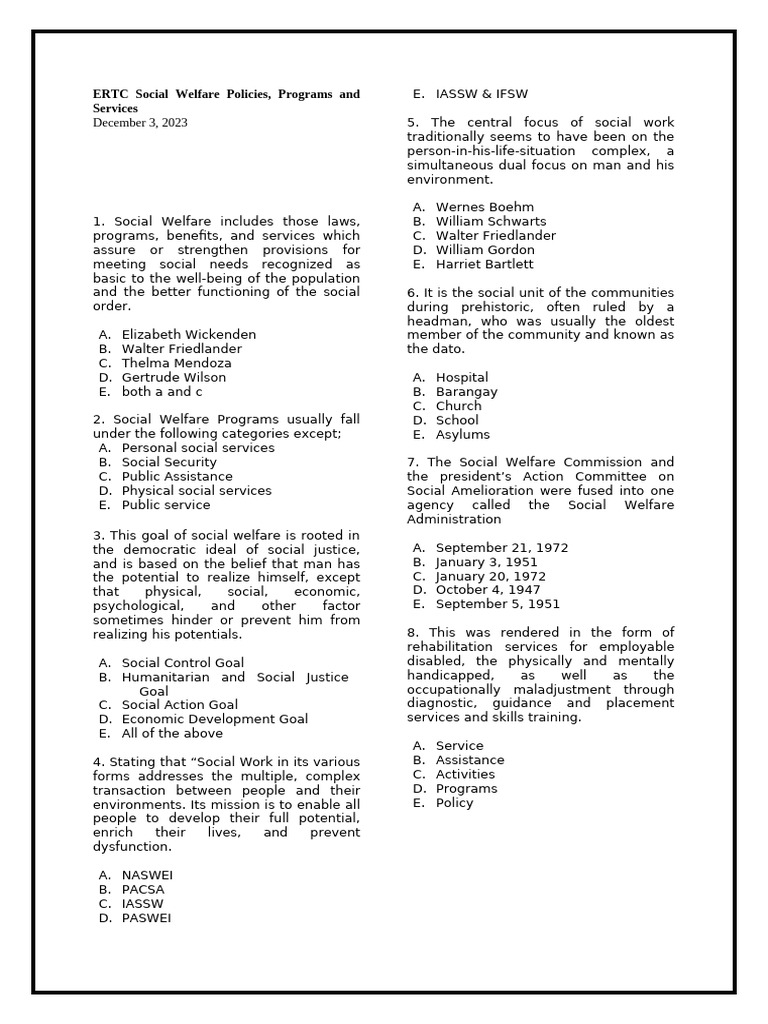 SWPP DRILL For December 3 2023 | PDF | Social Work | Positivism