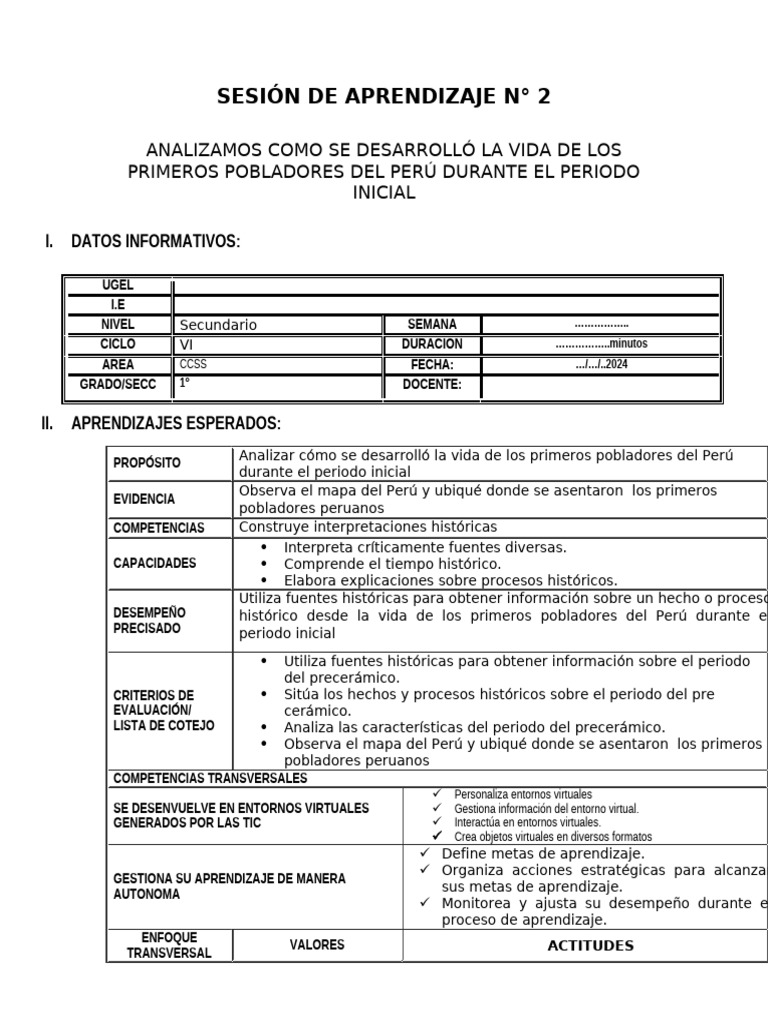 Sesion CCSS 1° Sec-Semana 02 Uni 5 | PDF | Evaluación | Aprendizaje
