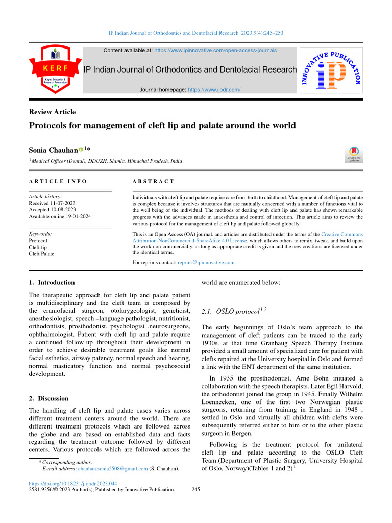 Protocols For Management of Cleft Lip and Palate Around The World | PDF | Plastic Surgery ...