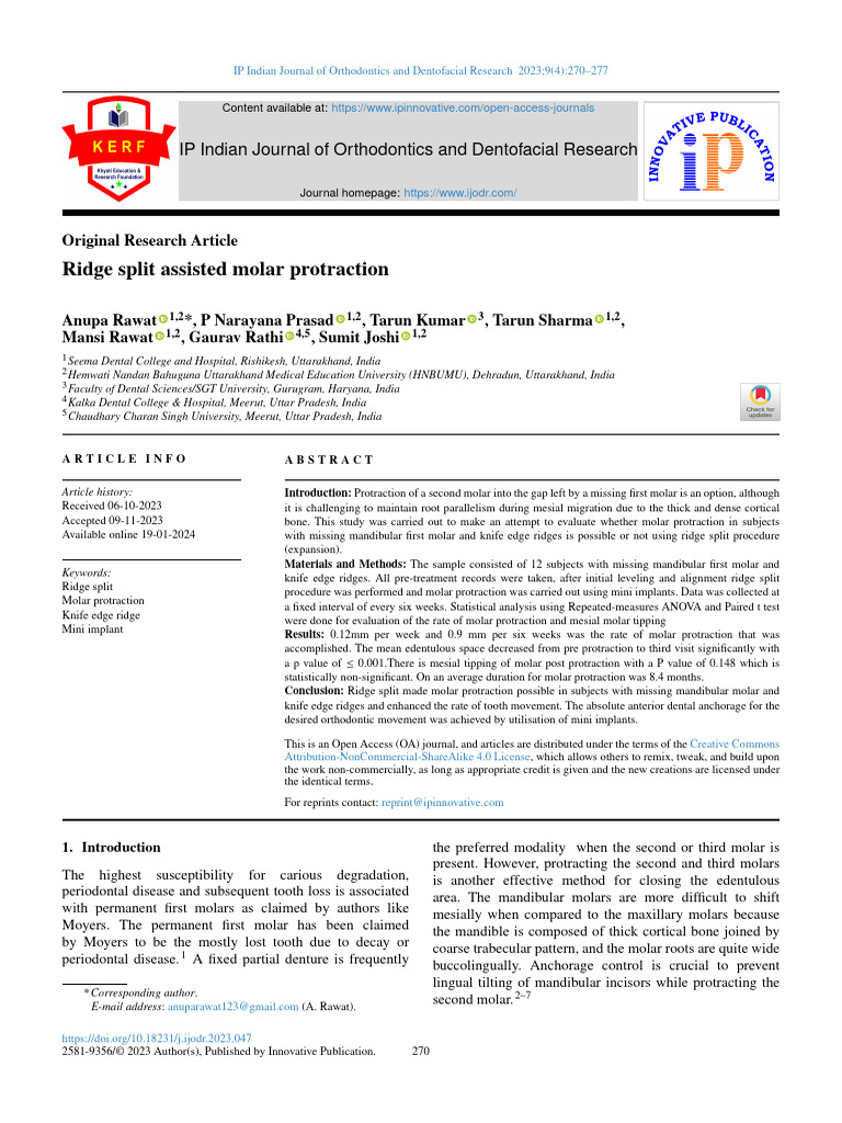 Ridge Split for Molar Protraction | PDF | Dental Implant | Orthodontics