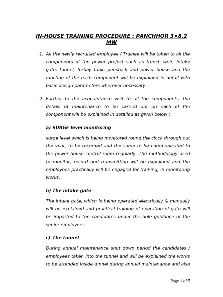 in House Training Procedure | PDF | Electric Generator | Transformer