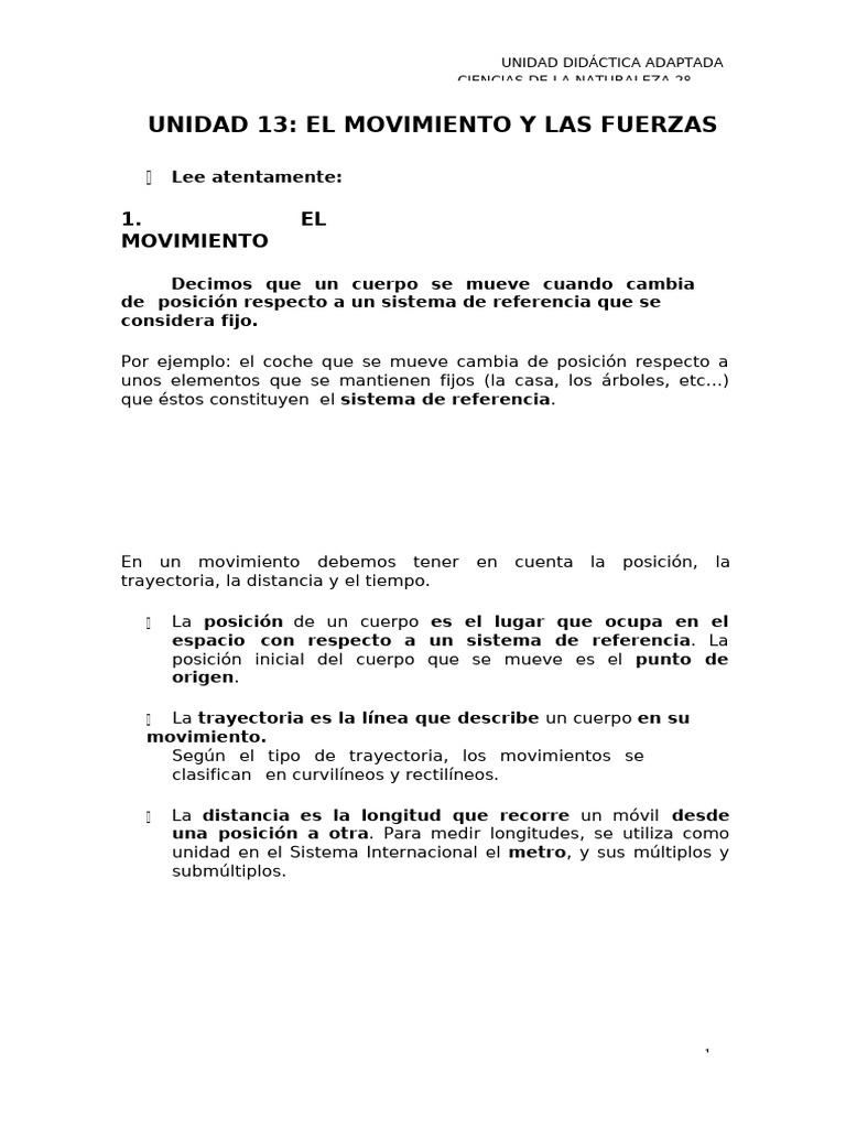 El Movimiento y Las Fuerzas | PDF | Fuerza | Gravedad