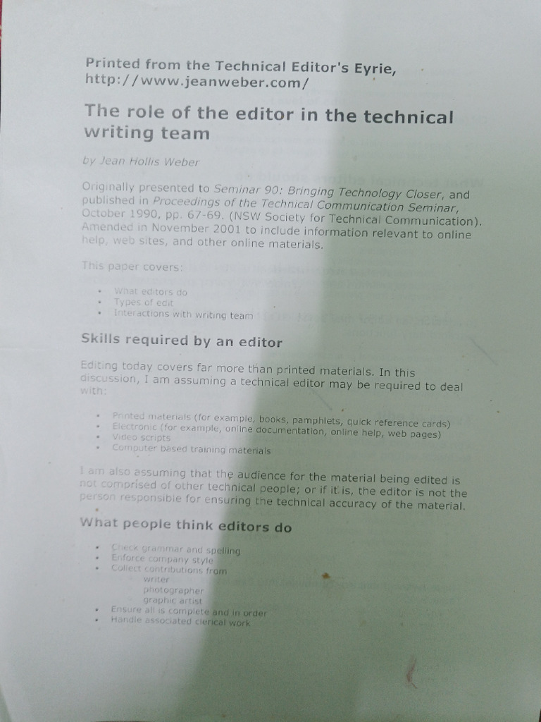 Role of Editor | PDF