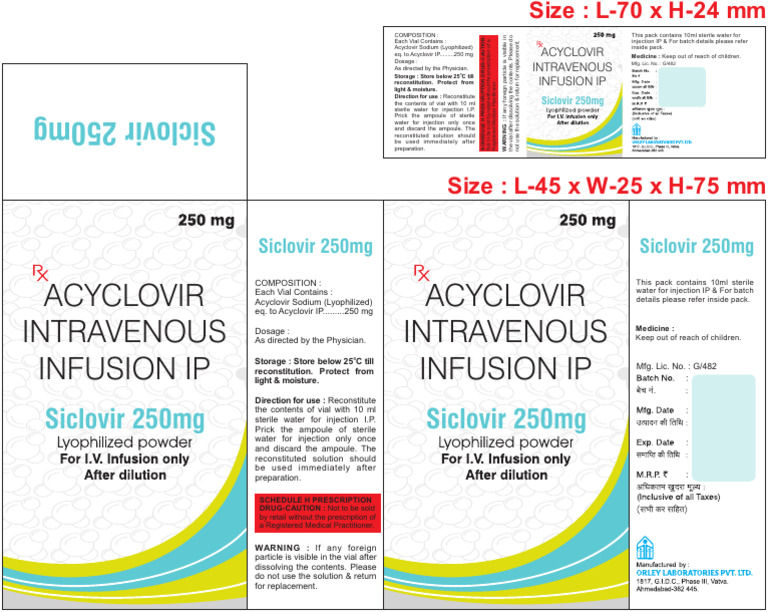 Siclover 250 MG Infusion Box & Label | PDF | Intravenous Therapy | Clinical Medicine
