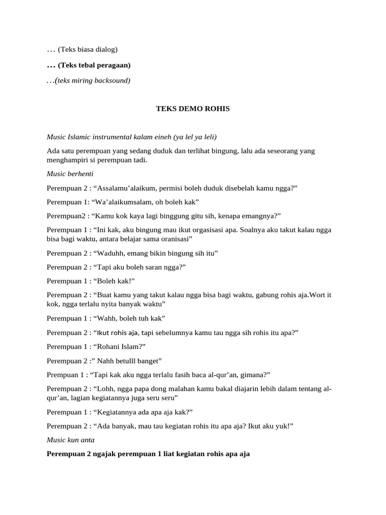 Teks Demo Rohis 3 | PDF | Ilmu Sosial
