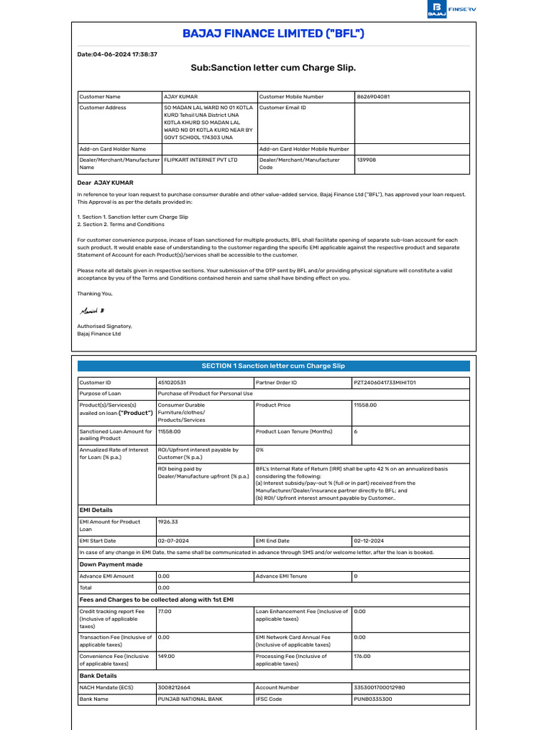 Charge Slip_1723043986645 | PDF | Loans | Fee
