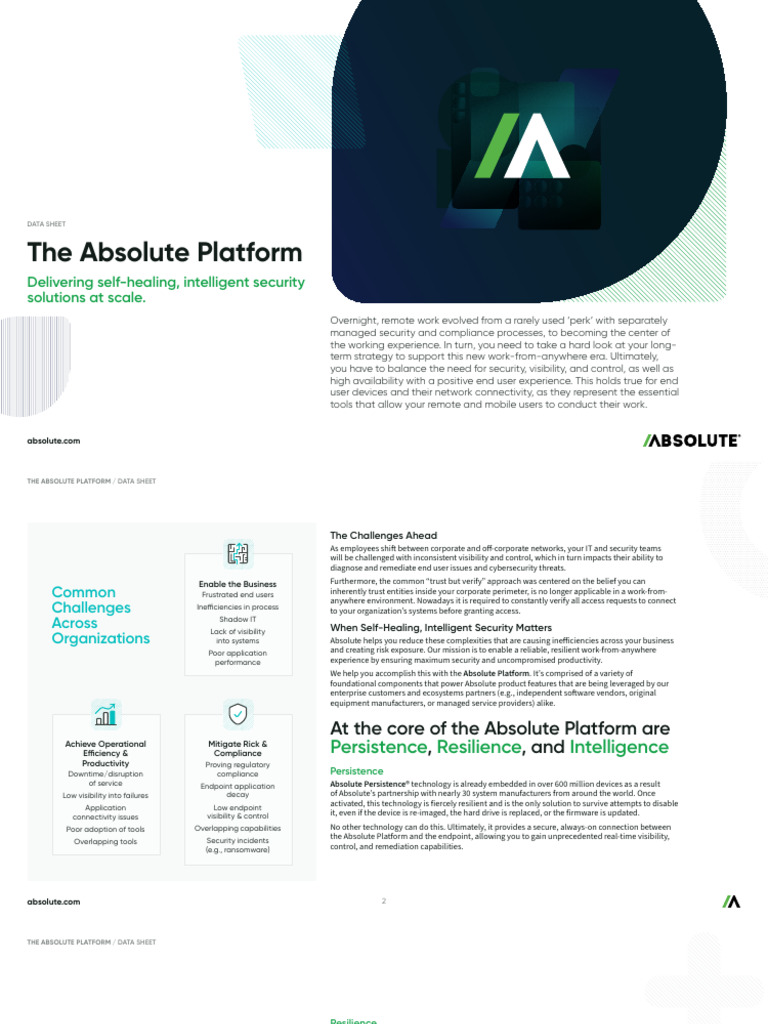 Absolute Platform Datasheet | PDF | Computer Security | Security